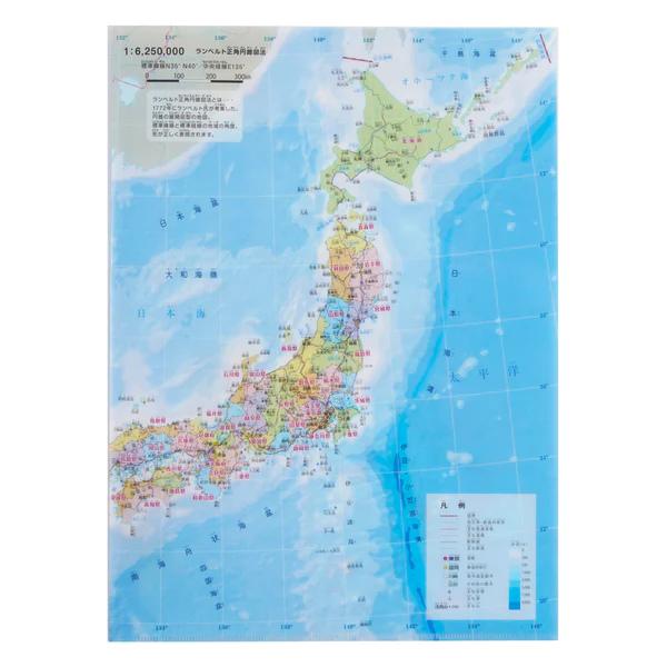 日本地図のクリアファイルです。お子様の日本地図、都道府県を覚える学習に大変役立ちます。都道府県の形状が分かりやすい県別の色分け。都道府県庁、都市名、主な高速道路、空港等を記載。小さなお子様も学べる、ルビ付き。使いやすいA4タテ (見開きA3...