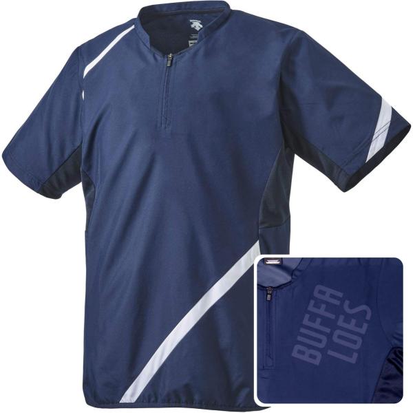 一枚仕様で防風機能を備えたウインドジャック。重ね着の需要としてFW-SSまで幅広いシーズンで着用可能。左胸には、「BUFFALOES」の文字が入っています。ウィンドシャツ Vジャン ジップジャン 汗出し シャカシャカ 半袖 ジャンパー ジャ...