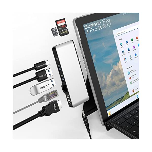 本商品はメーカー純正品ではなく、互換品です。Surface Pro 9 ドック 4K HDMI、1000Mbps LANネット接続ポート、USB Cデータポート、2 USB 3.0、SD/TF Micro SD スロット?互換性：Micro...