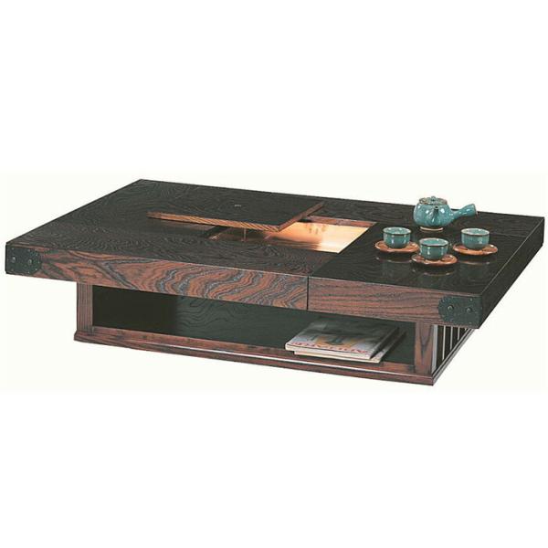 【商品コード：3540074000】【商品名】 筑後民芸 135cm火鉢座卓【商品サイズ】本体 ： 幅 135×奥行 99×高さ 35 cm【梱包サイズ】1個口【材質】全体 ： 国内産・ケヤキ突板伐採してから、乾燥し枯れるまでの間、右に左に...