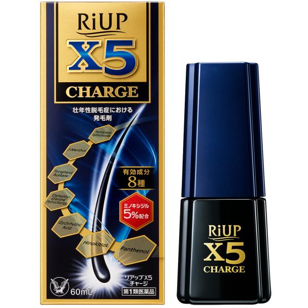 リアップシリーズ最多有効成分数8種配合●リアップX5チャージは、一般用医薬品において日本で唯一の発毛成分ミノキシジルを国内最大濃度※5%配合した男性用の発毛剤です。※国内既承認ミノキシジル製剤中（2023年3月時点）●ミノキシジルが毛乳頭細...