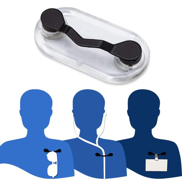 マグネット式メガネホルダー！●メガネを安全に保ちますメガネを落としたり、置き忘れたりすることはもうありません。●多機能眼鏡以外に、イヤホンやIDカード、サングラスなどにも使用いただけます。●シンプルデザインアーム部分は薄くV型になっているの...