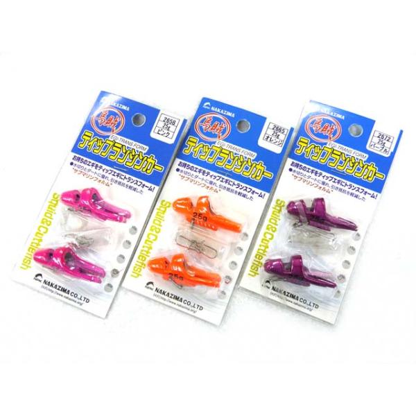 お持ちのエギをティップラン用にトランスフォーム。水切り・ダートに優れた形状。引き抵抗も軽減。軟質仕様の為エギの形状に合わせて自由自在。※曲げる強度や頻度により磨耗しますのでご注意下さい。