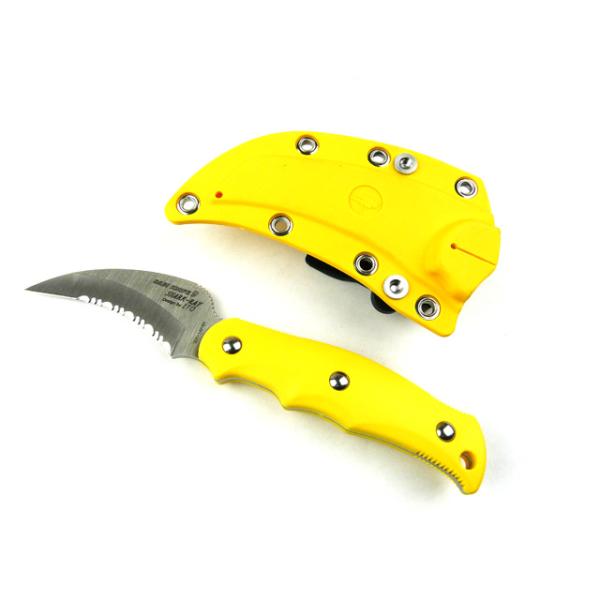 活け締めで大活躍するサビナイフ9 シャークレイ。刃は強靭で切れ味鋭く、鯵などの小型魚からワラサ、70cmを超える真鯛などの大型魚まで、いずれも簡単に活け締めできます。SHARK-RAYの独自のカーブによりとても簡単にエラを切ることができます...