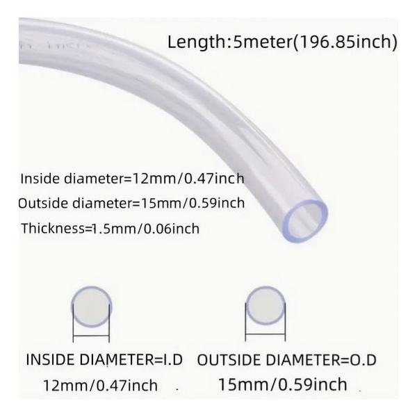 水中ポンプ、研究所、水槽、庭園用の高弾性プラスチックパイプ、5メートルの柔軟なPVCチューブ