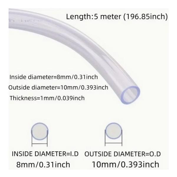水中ポンプ、研究所、水槽、庭園用の高弾性プラスチックパイプ、5メートルの柔軟なPVCチューブ