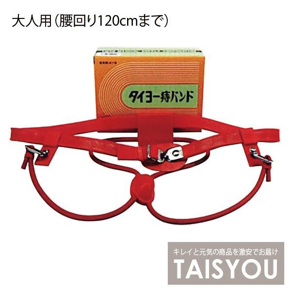 タイヨー痔バンドです。脱出押さえ玉部は半球形として移転防止のため下部が扁平で押し圧部分は卵形になっていますので患部にむりなく密着し、じゃまにならず知らず知らずの間に快方に導きます。脱肛部を脱出押さえ玉（半球形）で押さえ、肛門内部に押し込み正...