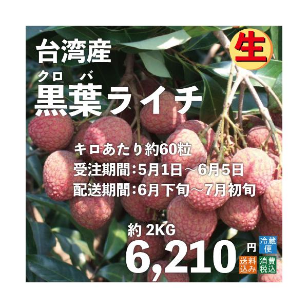 【発売日：2025年05月01日】黒葉ライチ　台湾産　2kg（目安約120粒）お届け時期：6月下旬〜7月初旬頃台湾産生ライチの季節がやってきます。台湾では昔から愛され続きている馴染み深い品種です。よくある冷凍ライチの品種ですが、やはり生のは...