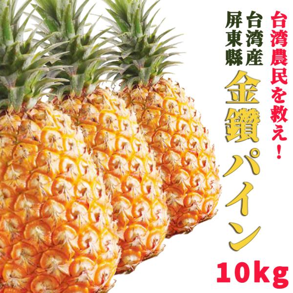 【発売日：2026年03月23日】台湾産 幸せの完熟！金鑽パイナップル 10kg入数 6〜10玉※その時点で多い玉数を中心に手配を考えています。ご容赦下さい。お届け時期 4月下旬〜5月上旬頃※パイナップルの旬の時期は毎年微妙に変わりますので...