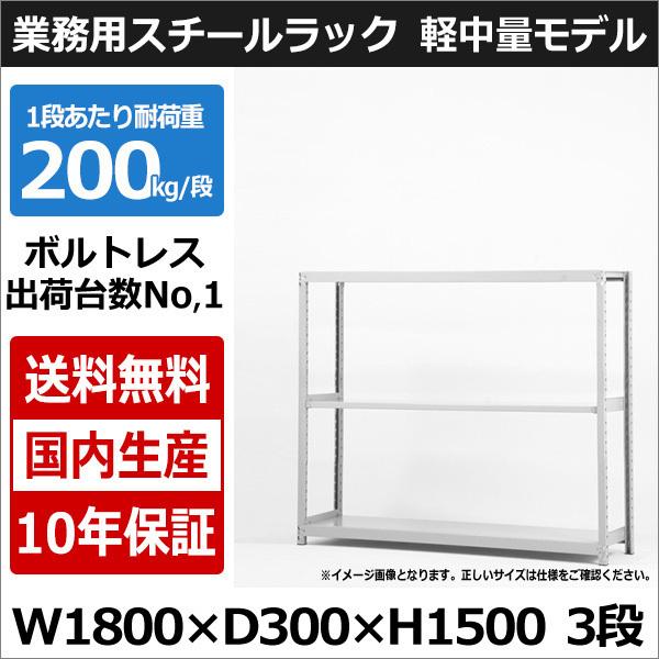 太陽設備のスチールラックは組立らくらく！高さ・横幅・奥行など、スペースに合わせたサイズ選びが可能！シェルフ・書棚として、倉庫やガレージ、ベランダやキッチンなど様々な場所で活躍出来ます。・収納棚 軽中量ボルトレスラック 横幅180×奥行30×...