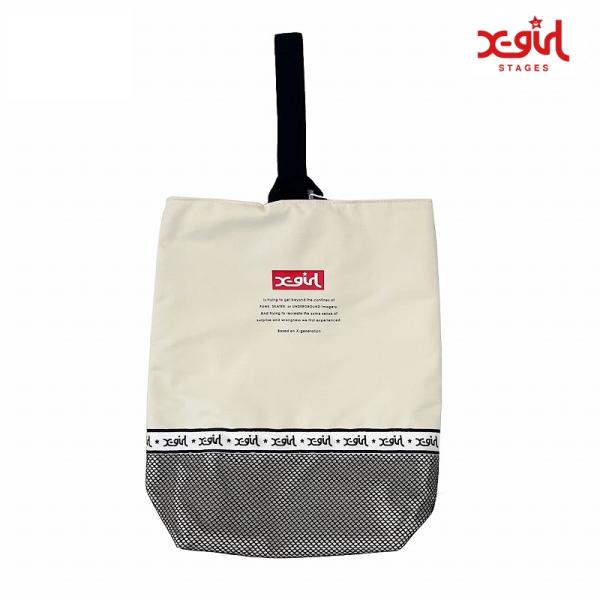 【SALE 50%OFF　定価 \5,390】X-girl Stages エックスガールステージス メッシュ切替ロゴテープシューズケースXGSらしいお洒落なデザインのシューズバッグ入園・入学のお祝いにもおすすめのアイテムです☆【サイズ】縦(...