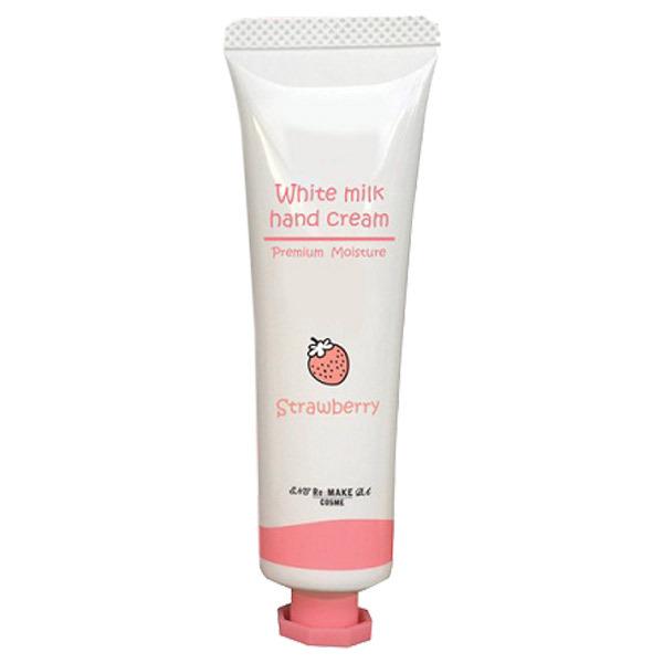 リメイクホワイトミルクハンドクリーム（ストロベリー）植物プラセンタ（ライムギ胎座培養エキス）や牛乳発酵エキスなどの保湿成分をたっぷり配合。伸びがよく、スッと馴染んでべたつかない使用感が特徴。【製造販売元】株式会社  BNC JAPAN