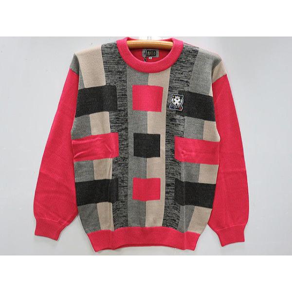 パジェロ セーター　PAGELO　 素材：アクリル70%　ウール30% サイズM;着丈64cm　肩幅44cm　袖丈60cm　身幅49cmL：着丈66cm 肩幅48cm 袖丈61cm 身幅54cm  LL：着丈70cm 肩幅52cm 袖丈62...