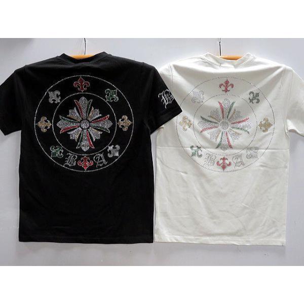 Be Ambition  半袖Tシャツ クロス＆百合ラインストーン　ビーアンビション【サイズ】M:着丈60cm  肩幅40cm　袖丈20cm  身幅45cmL:着丈64cm　肩幅44cm　袖丈21cm　身幅50cmXL:着丈68cm　肩幅4...