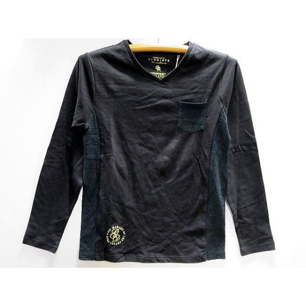 グラディエイト　Ｖネック長袖Ｔシャツ  　ジャガード切替　GLADIATE【サイズ】M:着丈：60cm 肩幅：42cm 袖丈：61cm 身幅：47cmL:着丈：64cm 肩幅：46cm 袖丈：62cm 身幅：50cmXL:着丈：68cm 肩...