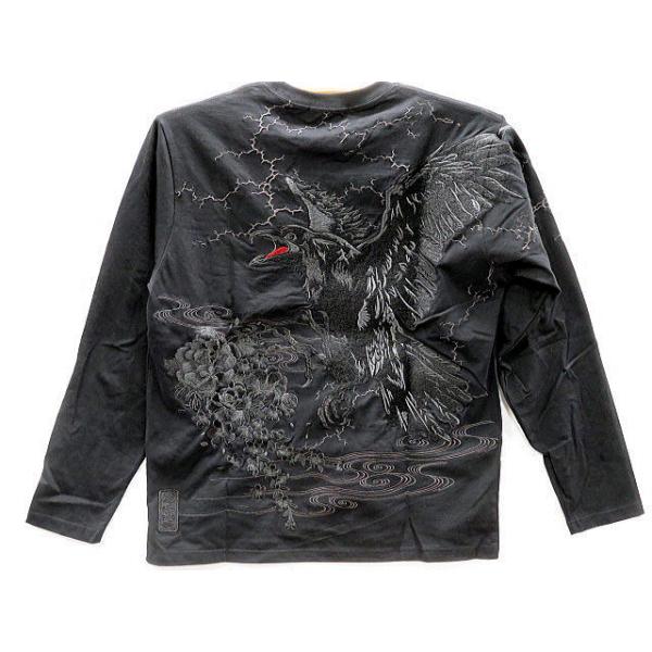 URUSHI 絡繰魂　漆八咫烏 総刺繍長袖Tシャツ　カラクリ魂 漆ヤタガラス【素材】綿 100% 【サイズ】<br> M 着 丈 64cm 袖 丈 60cm 肩 幅 45cm 身 幅 50cm L 着 丈 67cm 袖 丈 61...