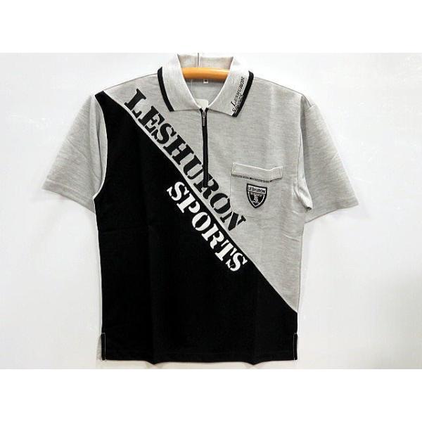 レシュロンスポーツ　ジップアップ半袖ポロシャツ LESHURON SPORTS【サイズ】M:着丈66cm 肩幅48cm 袖丈25cm 身幅53cmL:着丈70cm 肩幅52cm 袖丈26cm 身幅57cmLL:着丈75cm 肩幅54cm 袖...