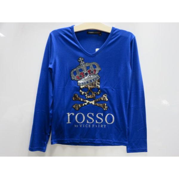 rosso by VICE FAIRY 　長袖ＶネックＴシャツ　クラウンスカル【サイズ】M:着丈：64cm　肩幅：40cm　袖丈：61cm 　身幅:47cmL:着丈：66cm　肩幅：42cm　袖丈：65cm　身幅：49cm【素材】ポリエステ...