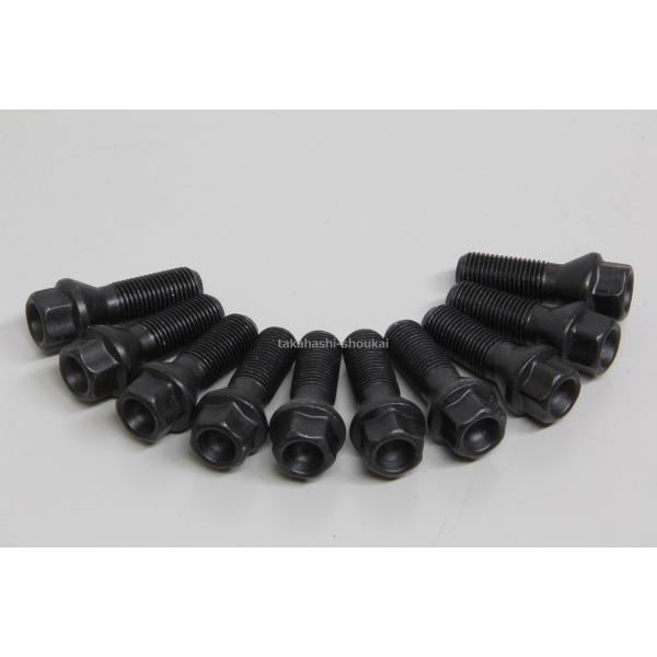ホイールボルト 10本M14 ピッチ1.25 テーパー形状首下28mm ブラック【ノーマル時 標準サイズ】