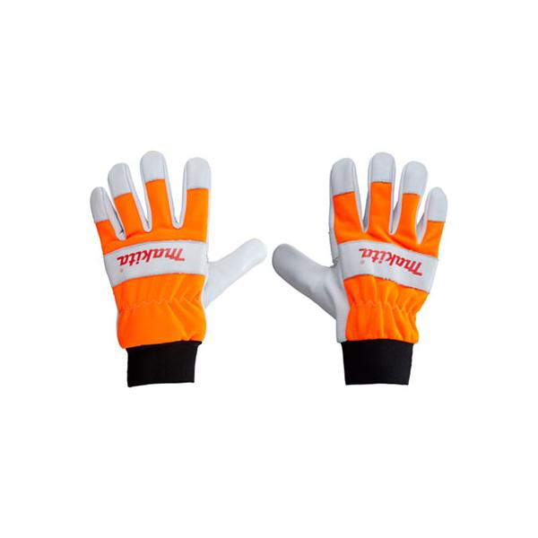 高視野存在感をアピールするカラーチェンソー作業に最適な耐切創グローブ防護左手甲部に防護機能付