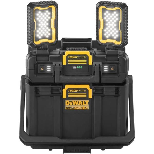 DEWALT「タフシステム2.0」シリーズ9種類に直接連結が可能なLEDライトボックスと、容量14Lのトート型収納ボックスをそなえたストレージです。DEWALT電動工具などと共通の18Vバッテリー(別売り)を電源とするLEDライトは、クラス...
