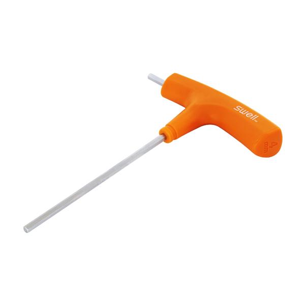 パオックの2WAY T-HANDLE HEX KEY 4.0mmは、六角穴付ねじの締め付け、ゆるめ作業に使えるT型六角棒レンチです。T型の樹脂グリップで握りやすく、長軸と短軸の2種類を作業場所に合わせて使い分けできます。【主な特徴】・対辺4...