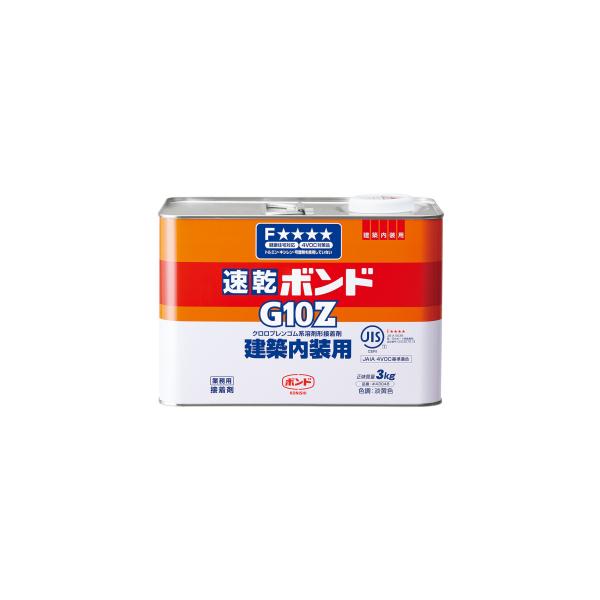 用途各種化粧板類の接着。各種建築内装工事。家具、木工。特長初期粘着力大で仮押え不要。速乾でかつ粘着保持時間長い。吸い込み少なく塗り易い。備考※厚生労働省指針値策定（2022年1月22日現在）の13物質を使用していません。商品名  ボンド Ｇ...