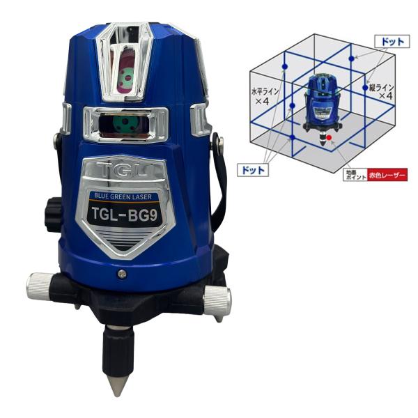 関東限定カラー●3電源方式（リチウム電池・乾電池・AC電源）●ブルーグリーン採用により見やすい安定した光源●ライン幅2.5mm/10m　細くて鮮明なブルーグリーンライン●光源：ブルーグリーンレーザー●波長：520nm●光出力：ライン1mW以...