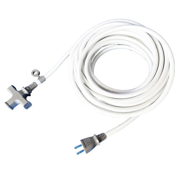 正和電工 VCTM20Wは、白色コードの十字型マルチタップ延長コード。コード長20m、3口差込、定格125V15A（最大1500W）。中ゴマ入りトラッキング防止プラグ採用で火災リスクを軽減。柔らかいVCTケーブルで取り回しやすく、工事現場や...