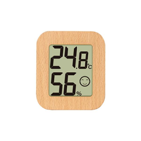熱中症、インフルエンザの注意レベルをアイコンと文字でお知らせします。　最高温度・湿度、最低温度・湿度の表示切替ができます。　スタンドで置き型に。フック穴で壁掛け、マグネットで金属などに取り付けられます。　■本体：木・ABS樹脂