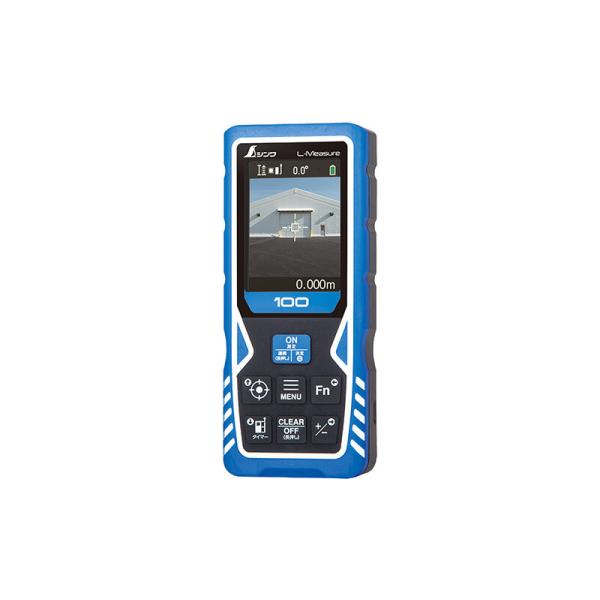 ファインダー搭載で屋外の長距離測定も狙いやすいレーザー距離計。測定範囲0.3-100m、屋内±2.0mm・屋外±(2.0+0.1×D[m])mmの高精度。IP54の防じん防滴、5秒カウントダウン測定で手ブレを低減し、角度測定にも対応。単4電...