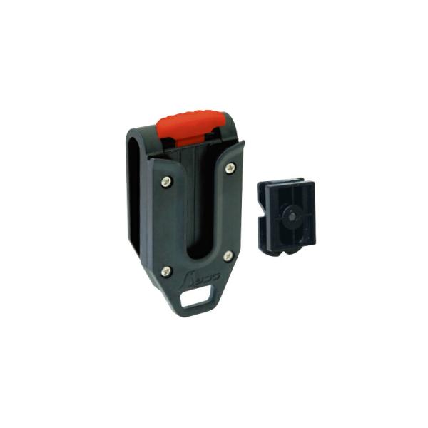 片手で簡単にコンベックスを脱着できます。　ベルトを着用したまま取付・取外しできます。　　■本体：ABS樹脂