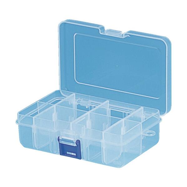 特長深底タイプでたっぷり収納することが可能です。蝶番、バックルはオール別部品を使用し、耐久性は抜群となっております。仕切板ロック機能付です。用途細かい部品、端子などを収納可能。仕切板6枚付仕切あり樹脂製色：クリア外形寸法(mm)間口：145...
