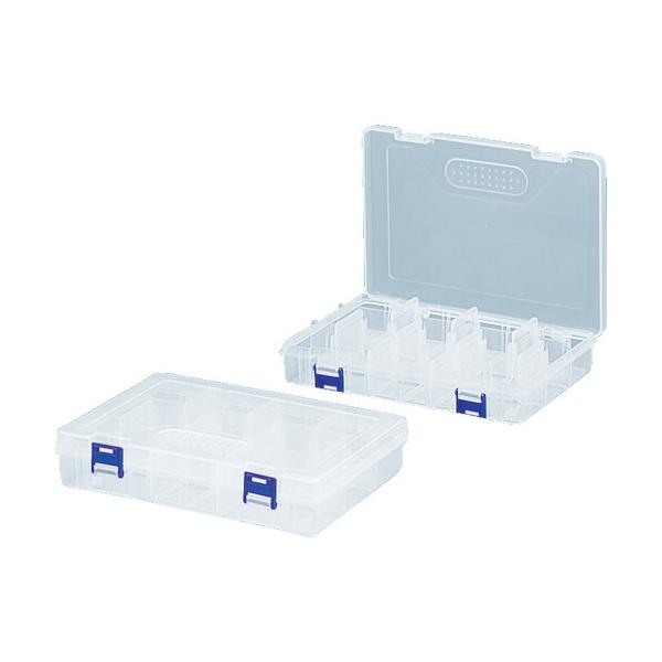 特長深底タイプでたっぷり収納することが可能です。蝶番、バックルはオール別部品を使用し、耐久性は抜群となっております。仕切板ロック機能付です。用途小型の工具収納、細かい部品、端子などを収納可能。仕切板9枚付仕切あり樹脂製色：クリア外形寸法(m...