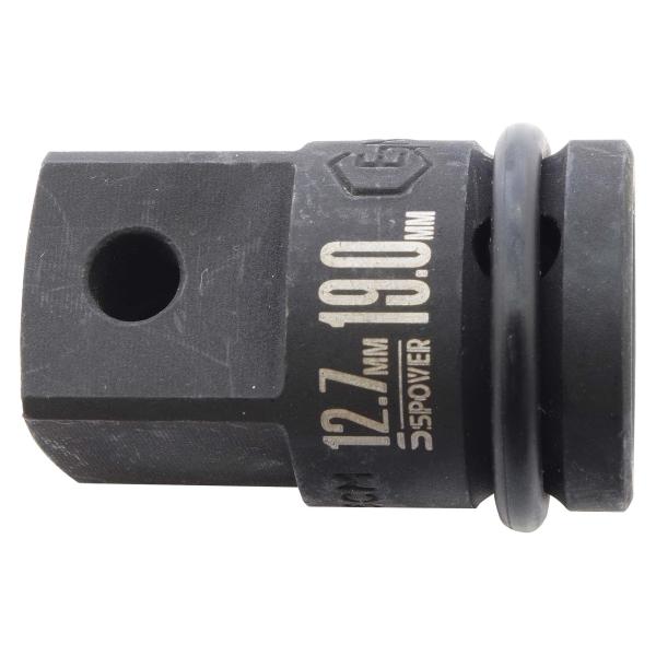 ●本体：Cr-Mo ●差込角変更用のアダプタです。 ●差込角12.7mmから19.0mmへの変更に ●差込角(mm)：12.7(1/2in) ●耐トルク(N・m)：665 ●変換値(mm)：12.7-19 ●本体質量 90 g 本体寸法 2...