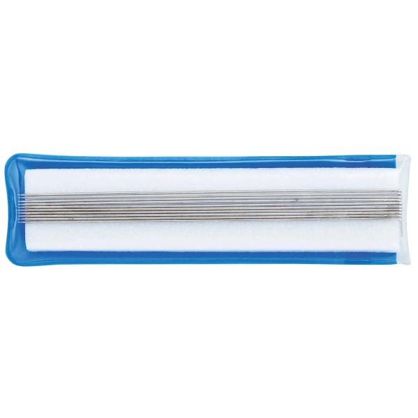 ●針：SWP材 ●ピラーズキャッチ専用の替針です。 ●お得な10本入で、ケース付です。 ●ピラーズキャッチシリーズ専用の替針として ●適用機種：P-3、P-9、P-10 ●入数(本)：10 ●本体質量 4 g 本体寸法 5×82×0.6 mm