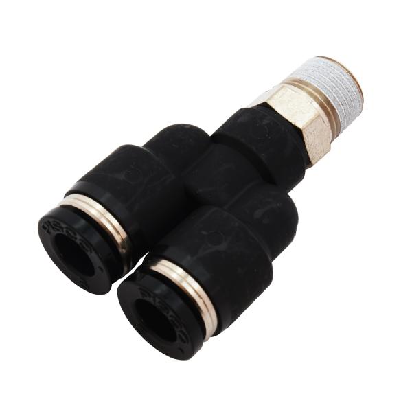 ●樹脂部：PBT●金属部：黄銅 ●チューブ接続がワンタッチ着脱で簡単に配管を行えます。 ●ロック爪がチューブ外部を均等に把持します。 ●チューブ配管のY型流路分岐、管用めねじとチューブの接続として ●適用流体：空気 ●最高使用圧力(MPa)...