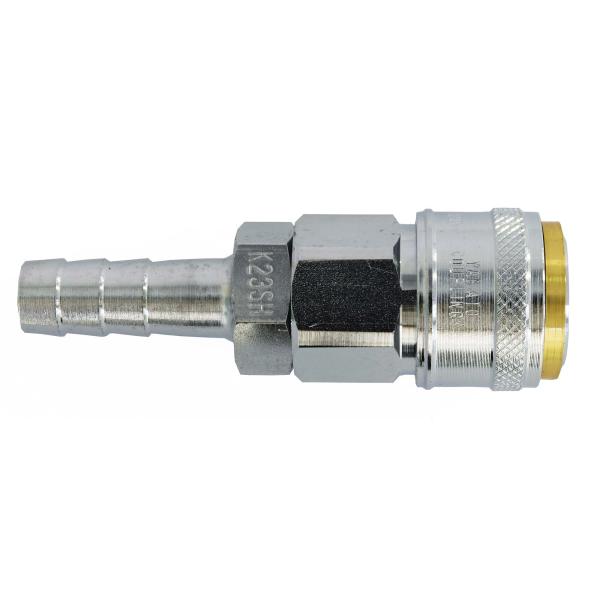 ●本体：鋼鉄 ●リングを引く必要のない差し込むだけのワンタッチ式エアソケットです。 ●エアホース用の配管として ●適用流体：空気 ●最高使用圧力(MPa)：1 ●ホース口外径(mm)：11 ●本体質量 101 g 本体寸法 25×74.5×...