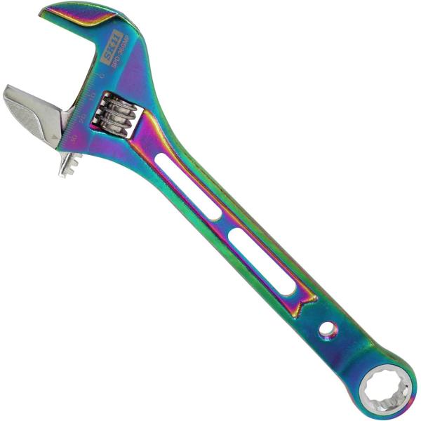 用途:六角ボルト・ナットの締付け、緩め作業特徴1:虹のように様々な色が調和し、華やかさと鮮やかさが融合した神秘的な美しさが特徴的な虹色チタンコーティングを採用特徴2:17mmラチェットレンチとの融合による効率化モンキレンチ特徴3:落下防止コ...