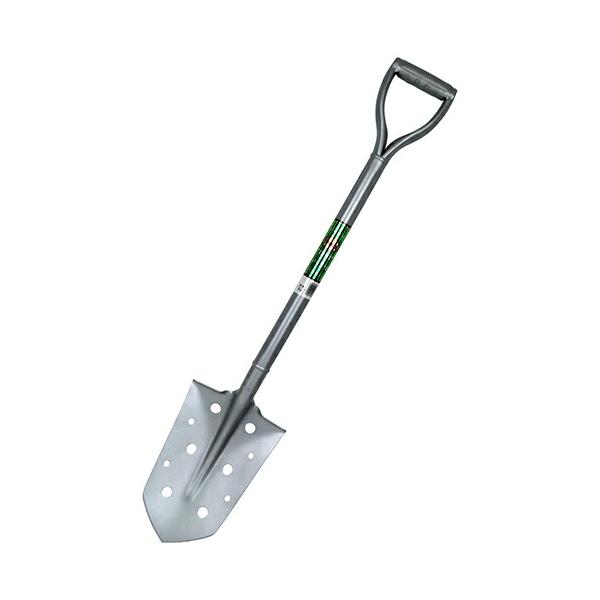 商品サイズ  幅205 ×高さ970 ×奥行き65mm重量1550ｇ用途  配管工事等の狭い場所での掘削作業用ショベル。機能・特徴  独自の穴明加工により、土の付着を防止し水分を含んでいる土でも楽にすくえます。狭いところでも掘れます。滑り止...