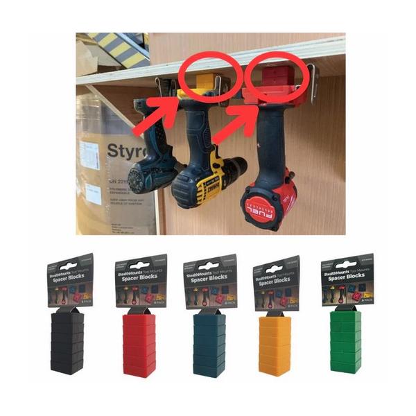 ツールマウント専用のスペーサーです。ツールマウントに工具を取り付ける際にフックなど干渉物がある時にこの『スペーサーブロック』をお使いください。使用個数の目安として、インパクトドライバー1台に対して2~3個のスペーサーブロックが必要となります...