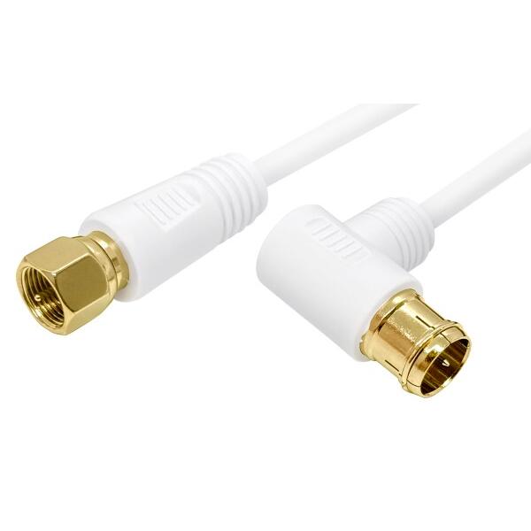 F-Factory アンテナケーブル 1.5m (スリム・極細) 4K8K/ BS/CS/地デジ/CATV 放送対応 S-2.5C-FB 同軸ケーブル 1.5m L字プラグ-F型コネクター(ネジ式) 白/ホワイト 金メッキ FF-4811W...