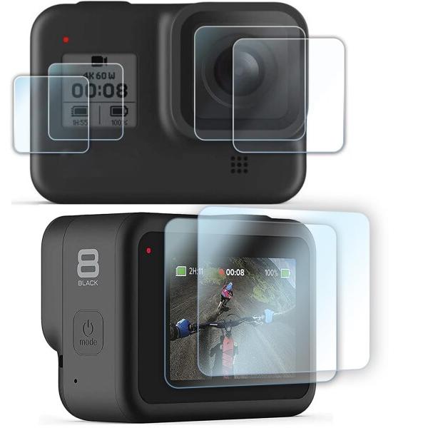 FitStill 強化ガラスフィルムセット に適用 Hero 8 Black アンチスクラッチ | タッチパネル用ガラスフィルム2枚 + レンズ用ガラスフィルム2枚 + LEDスクリーン用PETフィルム2枚商品コード：66079689635...