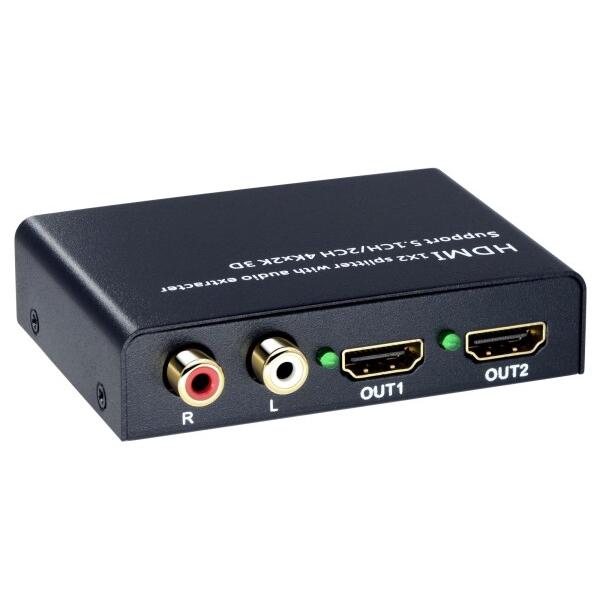 ELEVIEW HDMI 分配器 スプリッター 4K HDCP1.4 音声分離器 1入力2出力 (音声出力：光デジタル R/L白赤アナログ)｜192kHz/24bitハイレゾ音源DAC内蔵 PS4/Nintendo Switchに対応 2画...