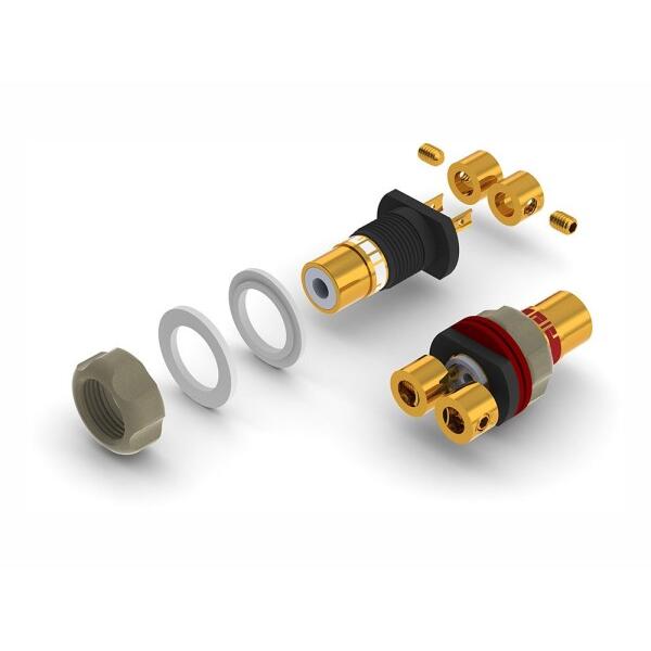 aeco RCA Jack ARJ-4045G, 2pcs/1set, Gold Plating, Vacuum bag商品コード：66079690007型番：ARJ-4045G一般的RCAプラグも使える導体単点接続/絶縁性良い高純度銅(9...