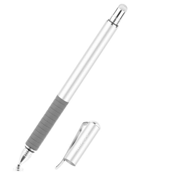 Mixoo スタイラスペン タッチペン 2Wayモデル 交換式 ペン先3個 ipad iphone Androidスマートフォン タブレット対応 導電繊維+ディスク 2in1 アルミ本体 (Gray)商品コード：66079690263型番：...