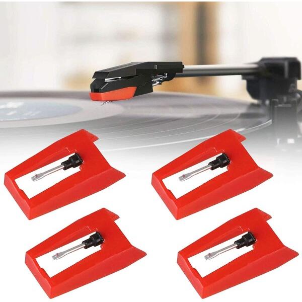 4個 LP レコード針 交換針 レコードプレーヤー針ターンテーブルスタイラス交換ターンテーブルLPプレーヤー蓄音機 (赤)商品コード：66079690598型番：HOLIカラー：レッド交換針4個組材質:ABS、ルビー針. 33 1/3、45...