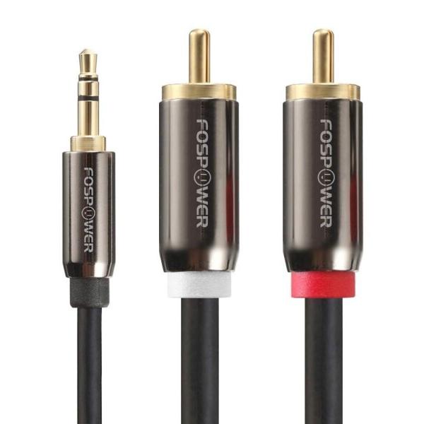 FosPower (1.8m) 3.5mm ステレオミニプラグ to 2RCA (赤/白) 変換 ステレオオーディオケーブル (オス-オス)スマホ タブレット TV 等に対応商品コード：66079691304型番：FOSCBL-10007-...