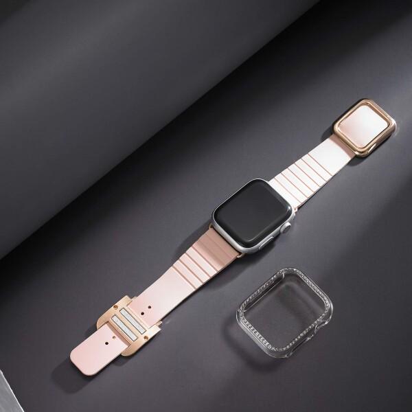 Handodo Apple Watch バンド 8/7/6/5/4/3/2/1 SE 1/2/3 交換用ストラップ シリカゲル ビジネス モダンバックル (40mm、ライトピンク)商品コード：66079691762型番：HDD-GJ-XDK...