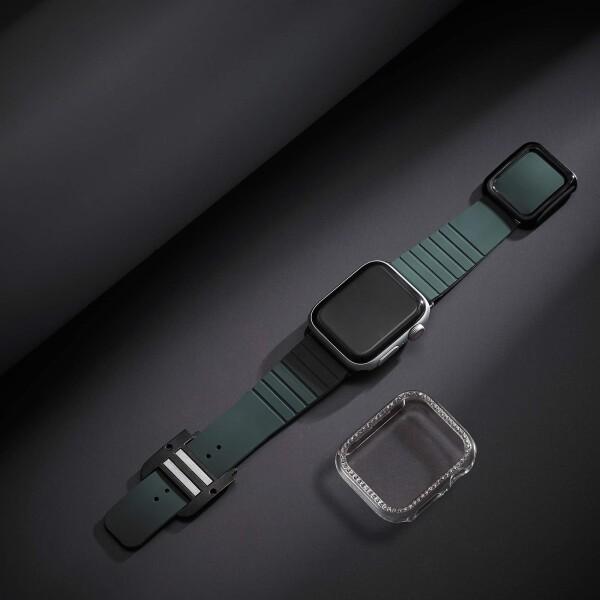 Handodo for Apple Watch バンド 8/7/6/5/4/3/2/1 SE 1/2/3 Ultra アップルウォッチ バンド 交換ベルト シリカゲル ビジネス モダン バックル iwatch バンド (40mm, オリーブ...